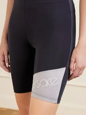 Versace Logo Embroidered Stretch Jersey Biker Shorts