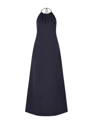 NILI LOTAN Lelia Halterneck Linen-voile Maxi Dress - Blue