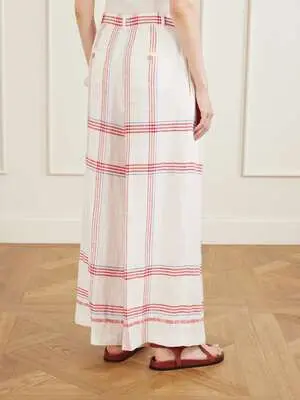 Polo Ralph Lauren Checked Linen Wide-leg Pants - Cream