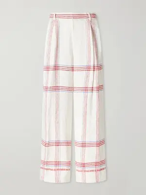 Polo Ralph Lauren Polo Ralph Lauren Checked Linen Wide-Leg Pants Neutrals