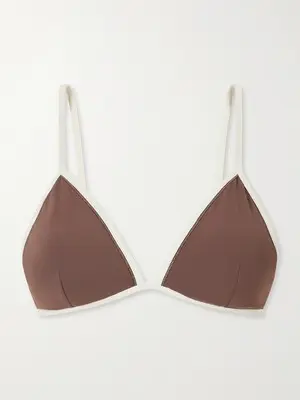 Brunello Cucinelli Embellished Triangle Bikini Top - Brown
