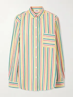 LIDO Striped Cotton-poplin Shirt - Yellow