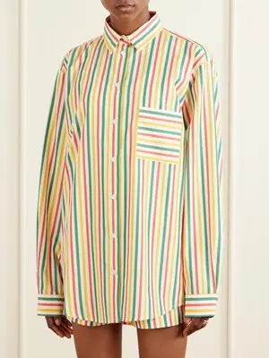 LIDO Striped Cotton-poplin Shirt - Yellow
