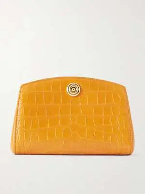 LIFFNER Pushlock Croc-effect Leather Clutch - Bright Orange