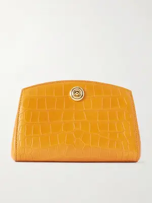 LIFFNER Pushlock Croc-effect Leather Clutch - Orange