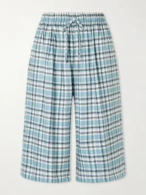 Acne Studios Embroidered Checked Flannel Shorts - Blue