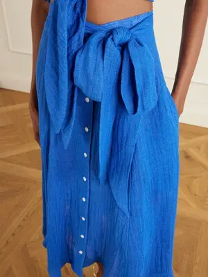 Lisa Marie Fernandez Linen-blend Midi Skirt