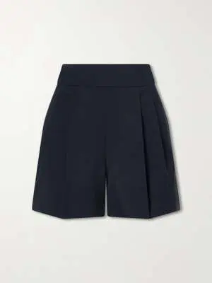 Max Mara Pleated Wool Shorts - Navy