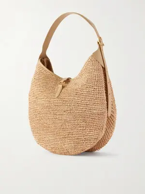 Polo Ralph Lauren Medium Raffia Shoulder Bag With Leather Trim