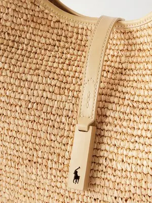Polo Ralph Lauren Medium Raffia Shoulder Bag With Leather Trim