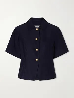 Max Mara Paneled Cotton-piqué Shirt - Blue