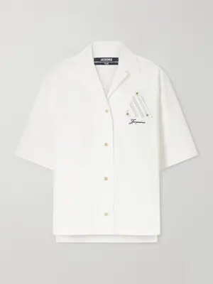 Jacquemus Marin Logo-embroidered Cotton Shirt - White