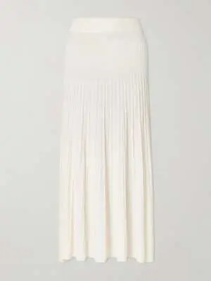 TWP Pleated Jersey Midi Skirt - Ivory