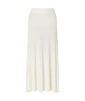 TWP Pleated Viscose-silk Blend Midi Skirt - Neutrals