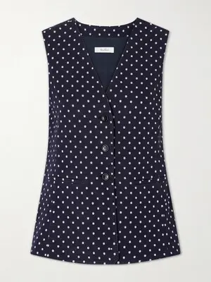 Max Mara Polka Dot Woven Waistcoat - Blue
