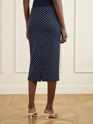 Max Mara Polka Dot Jersey Midi Skirt