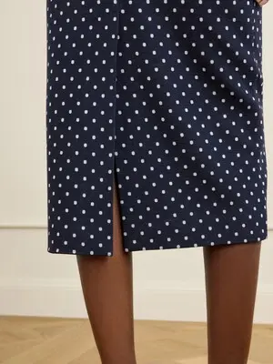 Max Mara Polka Dot Jersey Midi Skirt