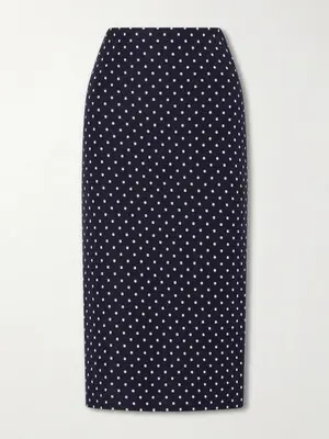 Max Mara Polka Dot Jersey Midi Skirt - Blue