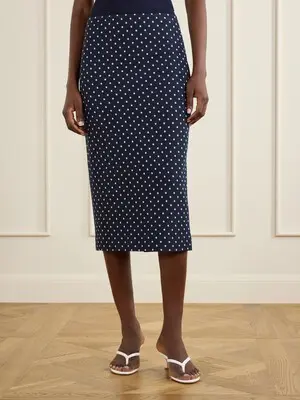 Max Mara Polka Dot Jersey Midi Skirt