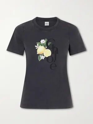 Chloé Printed Cotton-jersey T-shirt