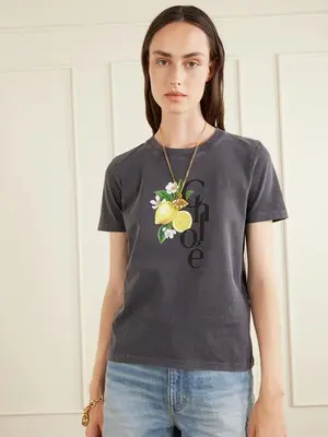 Chloé Printed Cotton-jersey T-shirt
