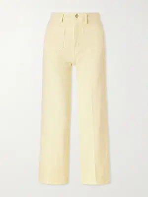 FRAME The Anchor Pant Cotton-blend High-rise Wide-leg Pants - Yellow