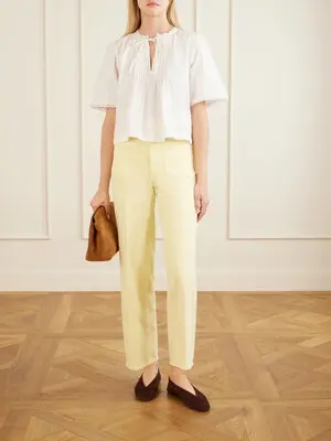 FRAME The Anchor Pant Cotton-blend High-rise Wide-leg Pants - Yellow
