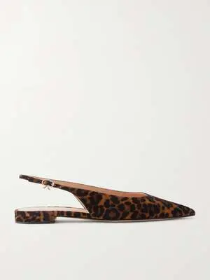 GIANVITO ROSSI Robbie Animal-print Suede Slingback Flats