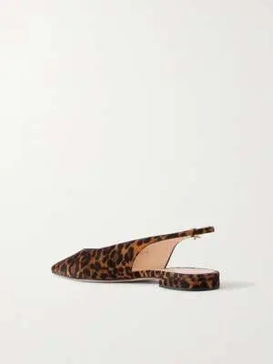 GIANVITO ROSSI Robbie Animal-print Suede Slingback Flats - Leopard Print