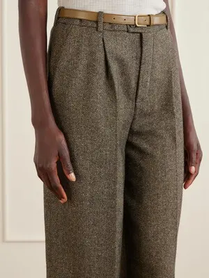 Saint Laurent Herringbone Wool-blend Knee Shorts