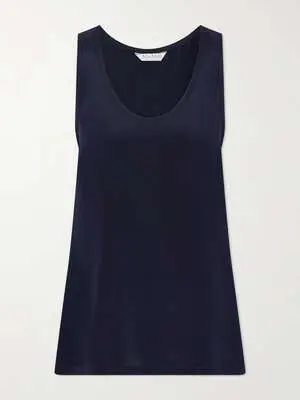 Max Mara Draped Silk Tank - Navy