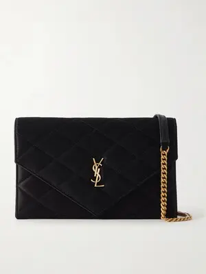Saint Laurent Paris Quilted Satin Shoulder Bag - Black