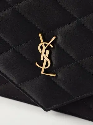 Saint Laurent Quilted Satin Shoulder Bag - Black