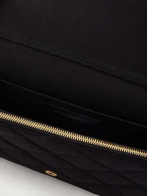 Saint Laurent Quilted Satin Shoulder Bag - Black