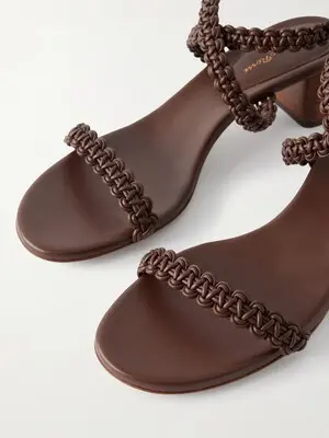 GIANVITO ROSSI Braided Leather Ankle Strap Sandals - Brown