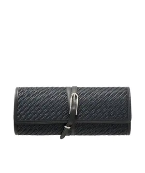 LIFFNER Belted Raffia Clutch - Black