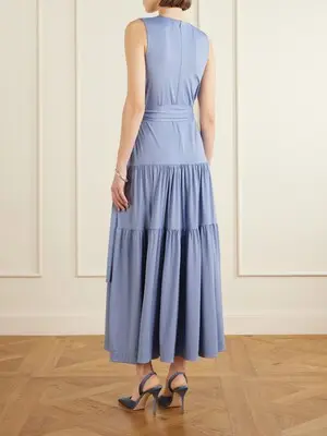 Altuzarra Liza Belted Tiered Maxi Dress - Blue