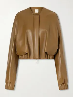 Khaite KHAITE Cropped Nappa Leather Bomber Jacket Neutrals