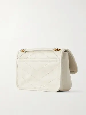 Saint Laurent Niki Mini Cassandre-embellished Crinkled-leather Shoulder Bag