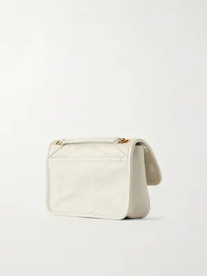 Saint Laurent Niki Mini Cassandre-embellished Crinkled-leather Shoulder Bag