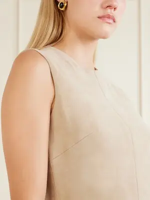 Stouls Eva Paneled Suede Midi Dress - Neutrals
