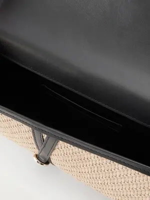 LIFFNER Leather-trimmed Raffia Clutch - Neutrals