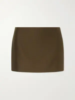 Khaite Jett Wool And Silk-blend Cady Mini Skirt - Green