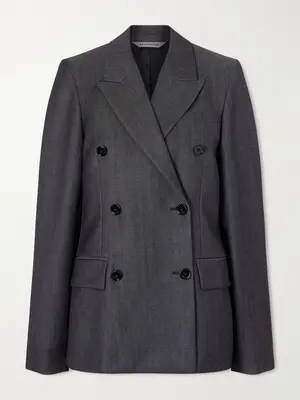 Balenciaga Double-breasted Wool-twill Blazer - Gray