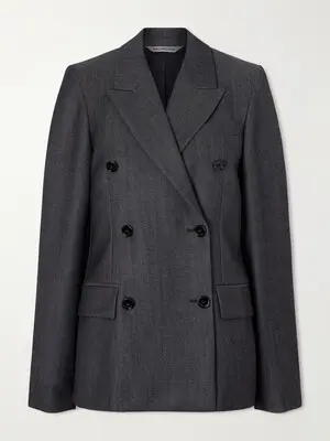Balenciaga Double-breasted Wool-twill Blazer - Gray