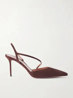 AQUAZZURA Dynasty 85 Suede Pump - Brown