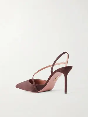AQUAZZURA Dynasty 85 Suede Pumps - Brown
