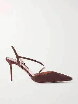 AQUAZZURA Dynasty 85 Suede Pump - Chocolate