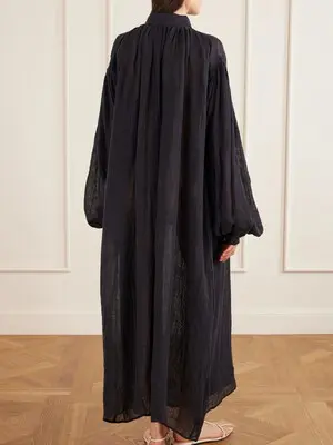 LES VACANCES D’IRINA Carmen Linen Maxi Dress