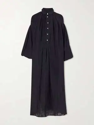 LES VACANCES D'IRINA Les Vacances D’Irina Carmen Linen Maxi Dress Navy